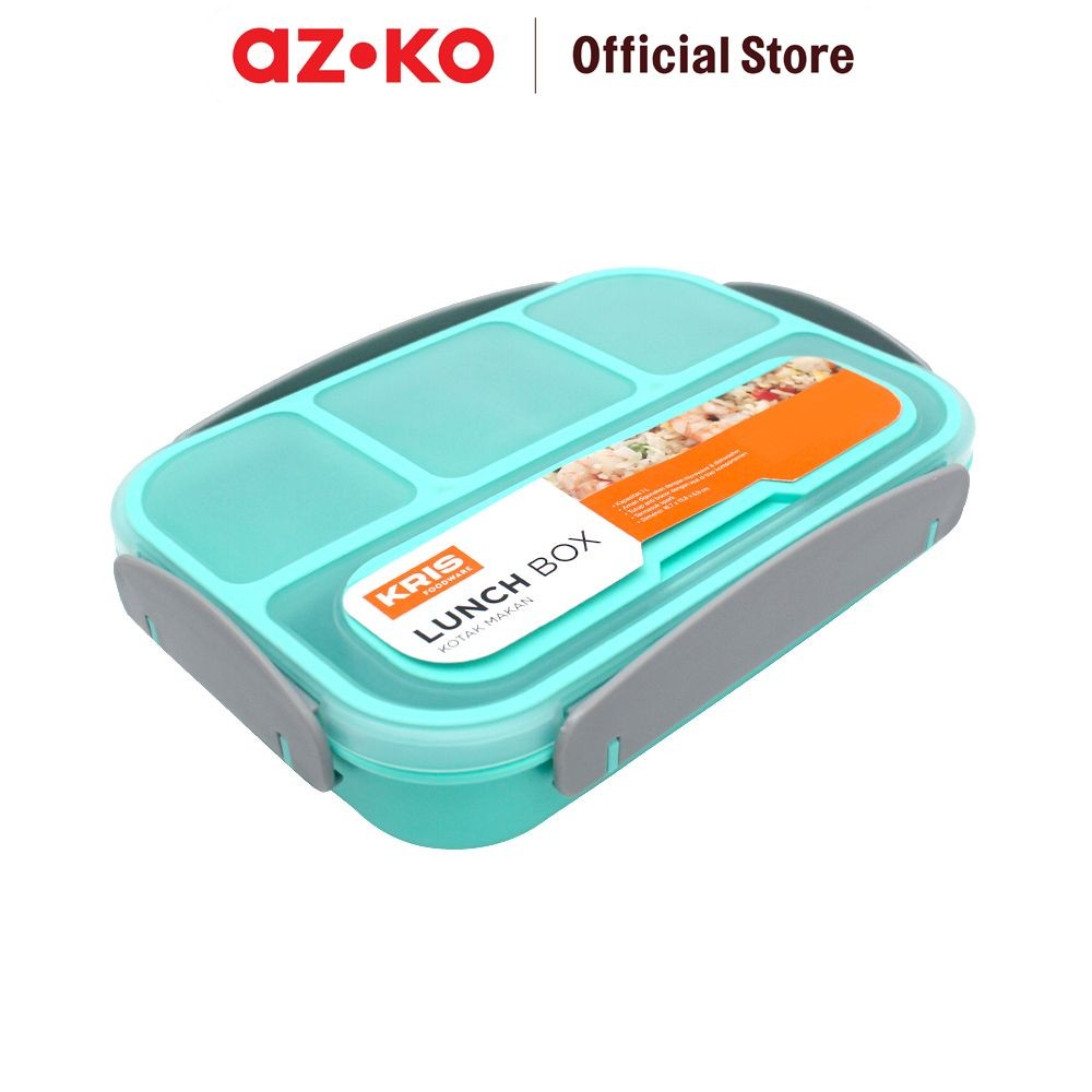 Jual AZKO Kris 1 ltr Kotak Makan 4 Sekat - Hijau Lunch Box Food Grade Food Box Kotak Bekal Makan ...
