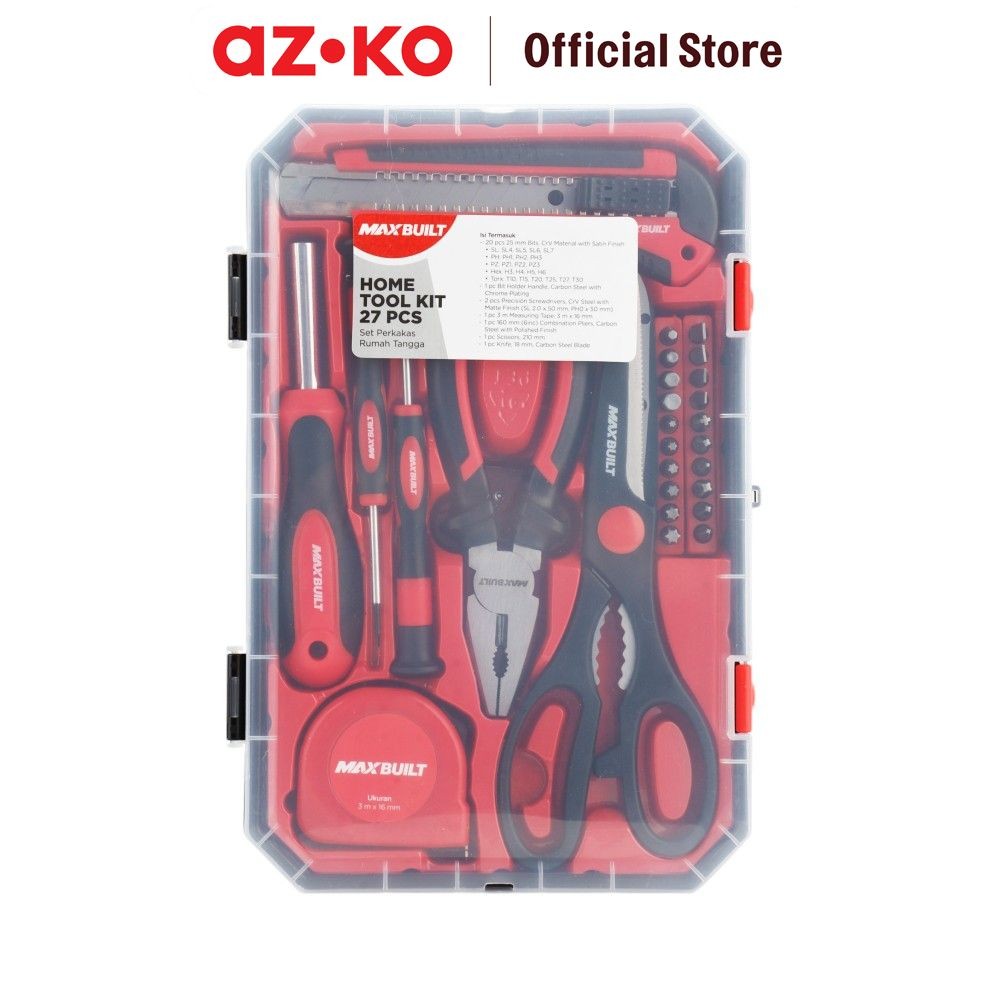 Jual AZKO Maxbuilt Set 27 Pcs Perkakas Rumah Tangga - Merah Set Tool ...
