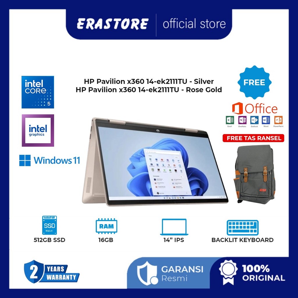 Jual HP Pavilion x360 14-ek2111TU/ek2222TU Intel 5 120U 512GB SSD 16GB ...