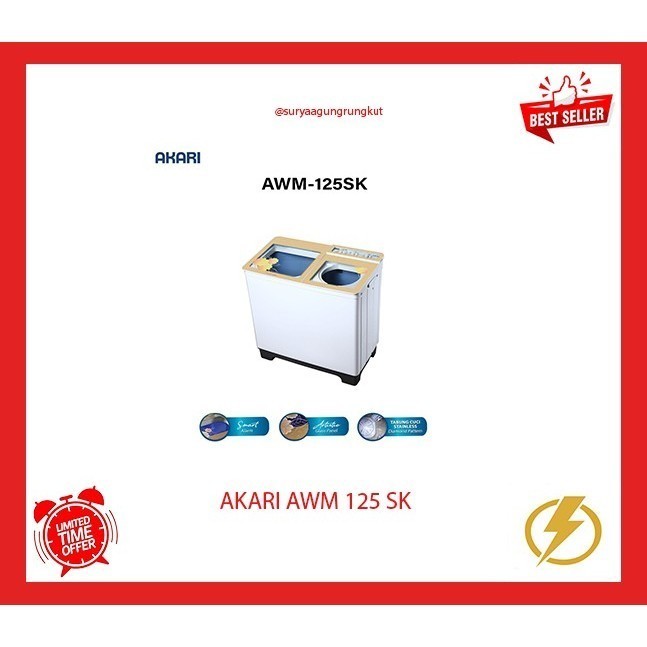 Jual MESIN CUCI DUA TABUNG AKARI 12KG - AWM 125 SK | Shopee Indonesia