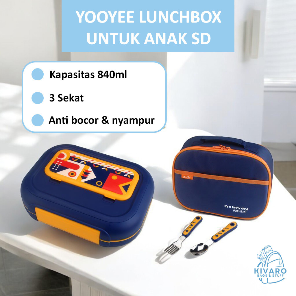 Jual Yooyee Kotak Makan Anak 3 Sekat Free Sendok & Tas | 651 Kivaro Indonesia | Shopee Indonesia