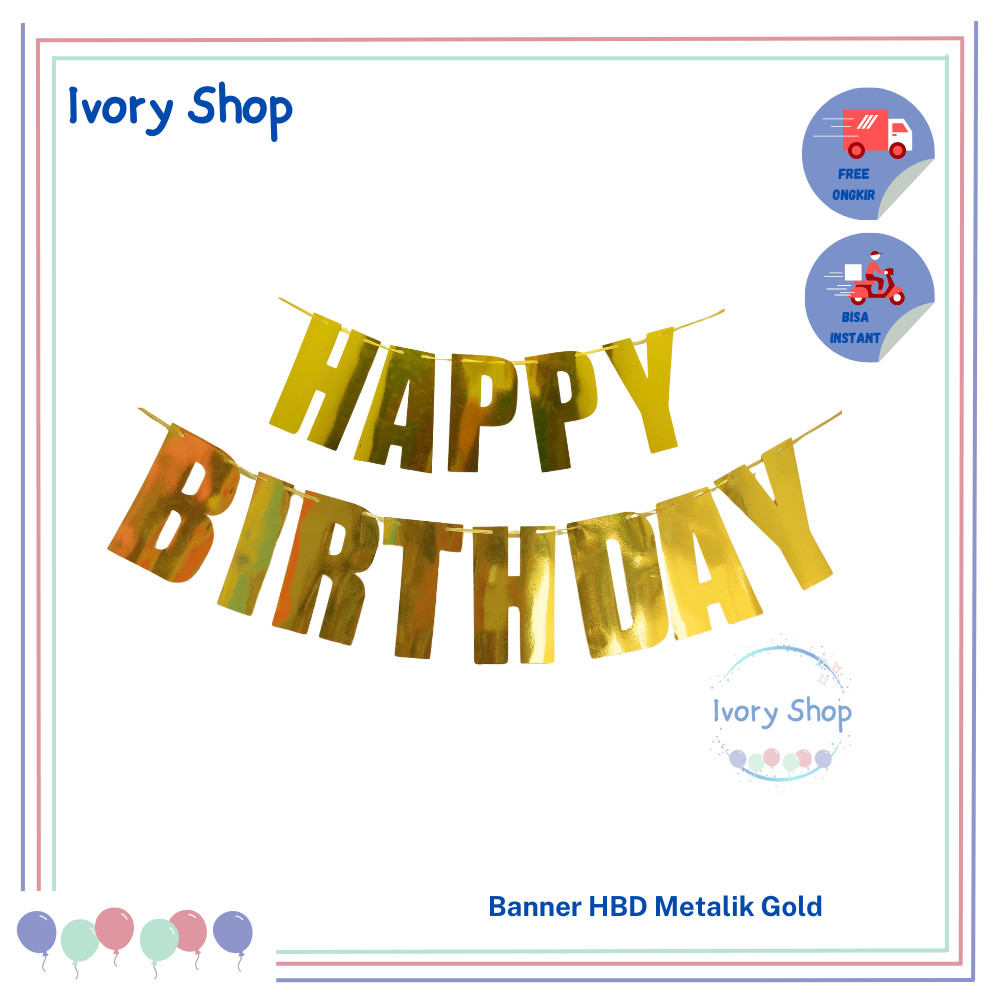 Jual BANNER HBD METALIK GOLD (DR SET HBD) | Shopee Indonesia