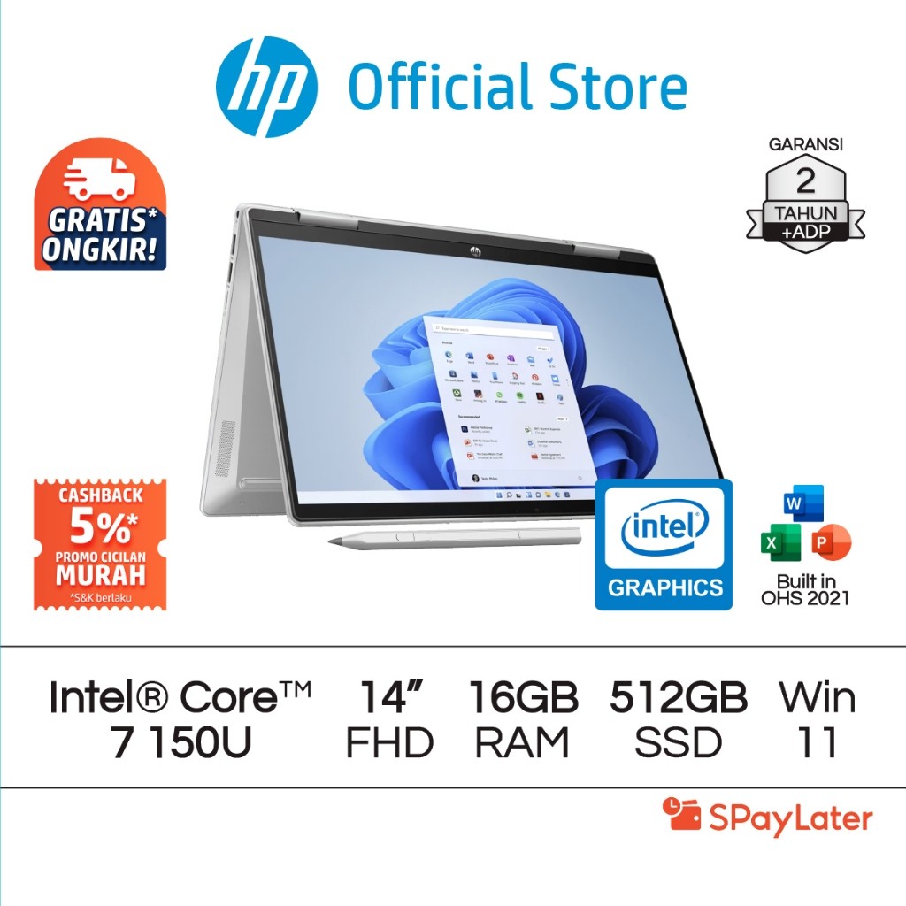 Jual Laptop HP Pavilion x360 2 in 1 Intel Core 7 Intel Graphics 16GB RAM 512GB SSD | Shopee ...