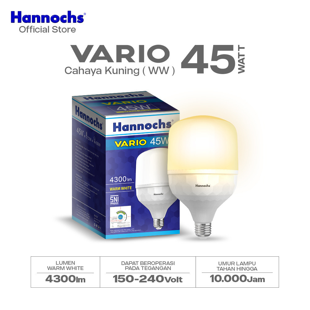 Jual Hannochs Lampu Bohlam LED Vario 45W Cahaya Kuning 45 Watt Warm White | Shopee Indonesia