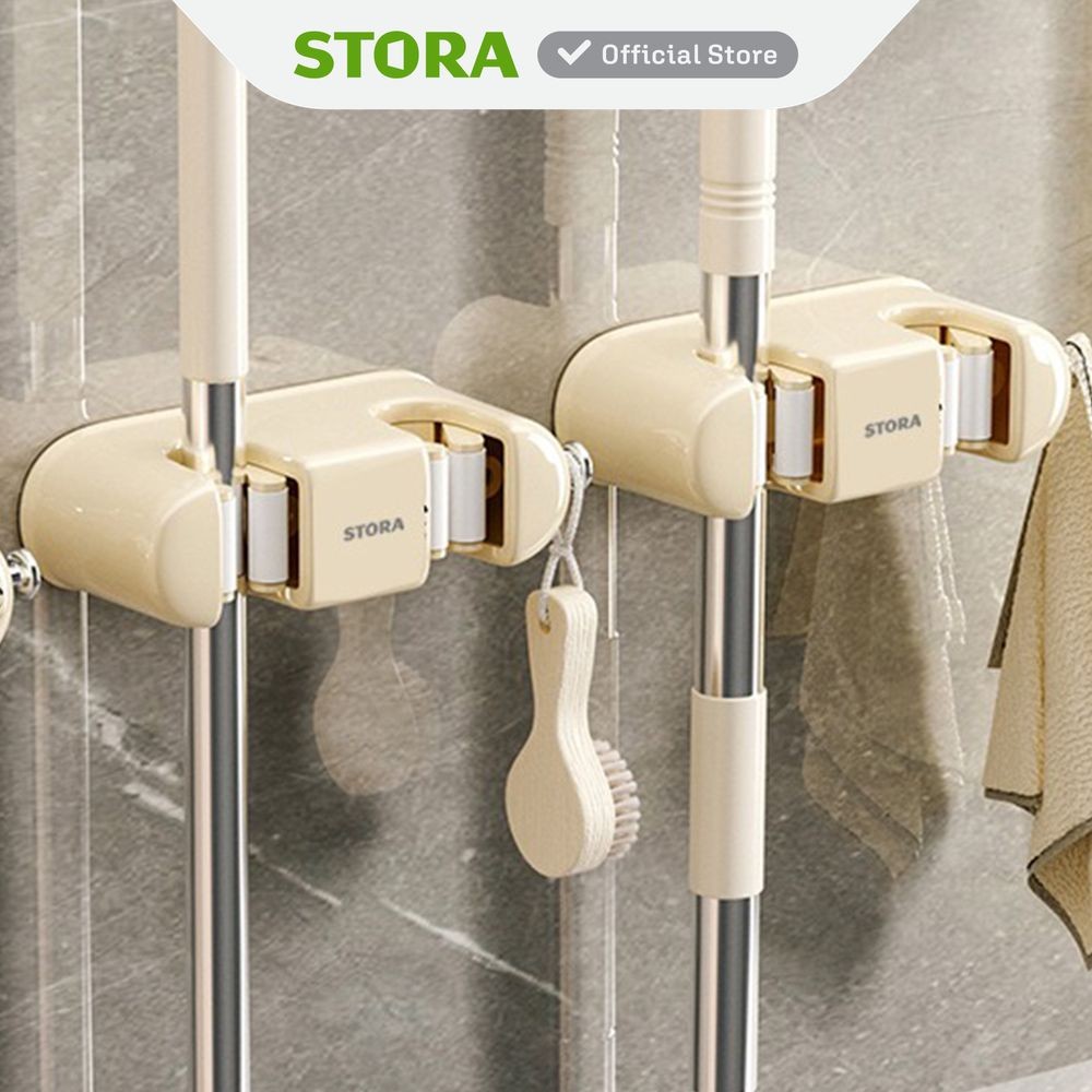 Jual Stora Organizer Sapu & Alat Pel 2 Hook - Krem Beige Broom And Mop ...