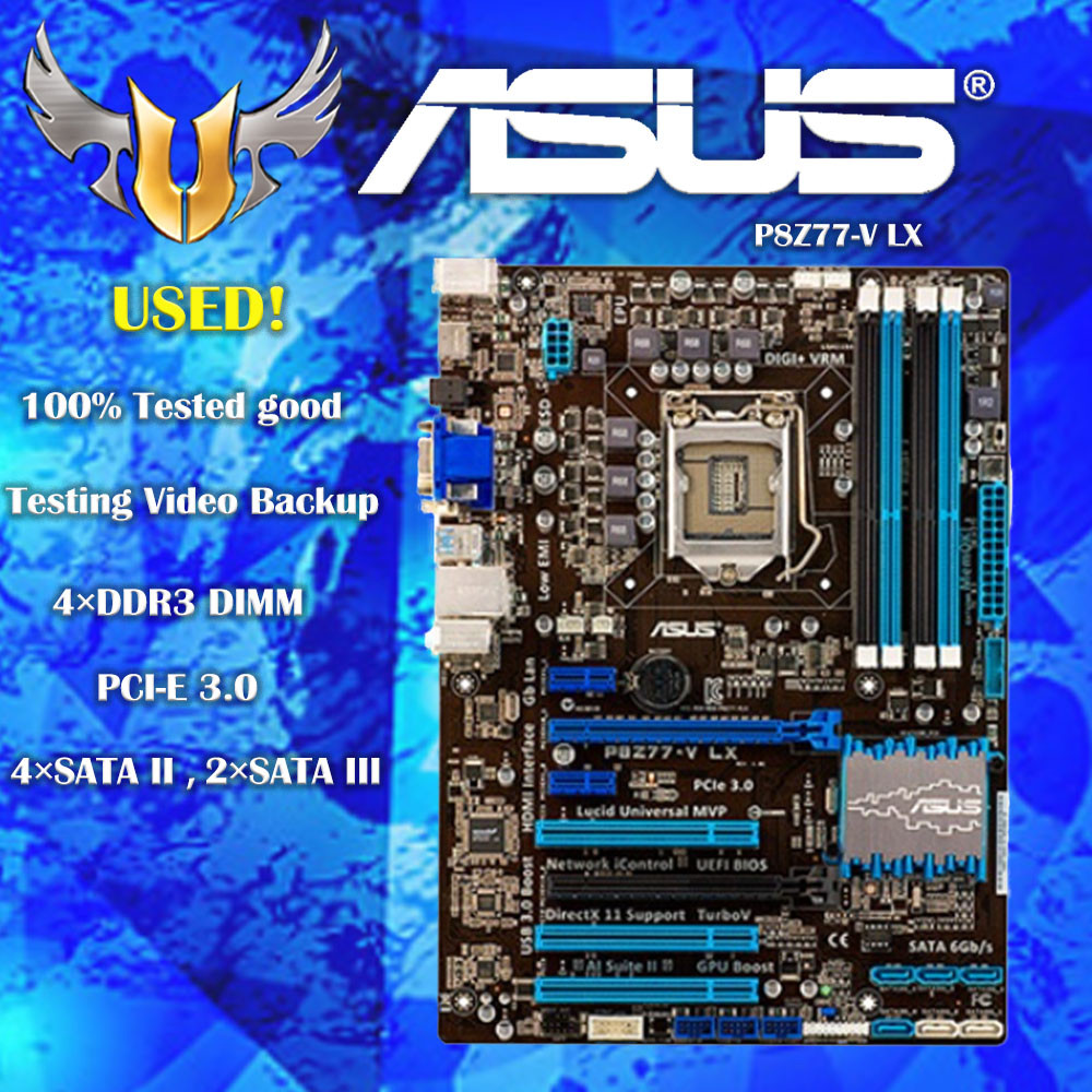Jual Used ASUS motherboard P8Z77-V LX LGA 1155 DDR3 i3 i5 22/32nm CPU USB3.0 32GB SATA3 VGA HDMI ...