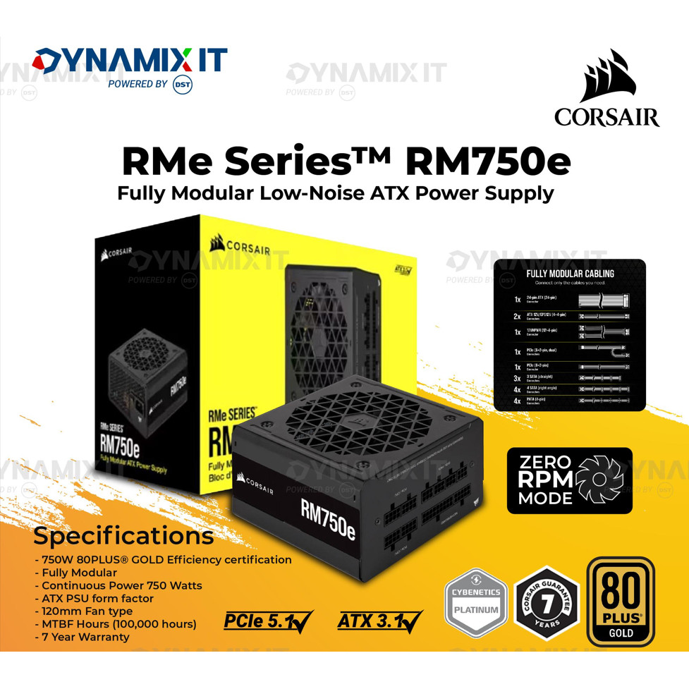 Jual Corsair PSU RM750e 80Plus Gold Certified Fully Modular | Shopee ...