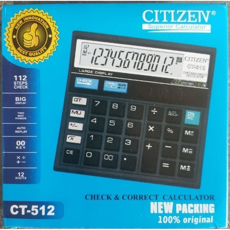 Jual Kalculator Citizen CT-512(12Digit/Kalkulator Bisnis atau Dagang/2power) | Shopee Indonesia