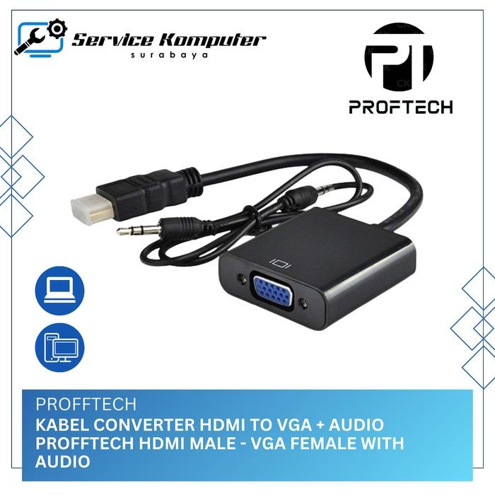 Jual Kabel Converter HDMI to VGA + Audio Profftech HDMI Male - VGA ...