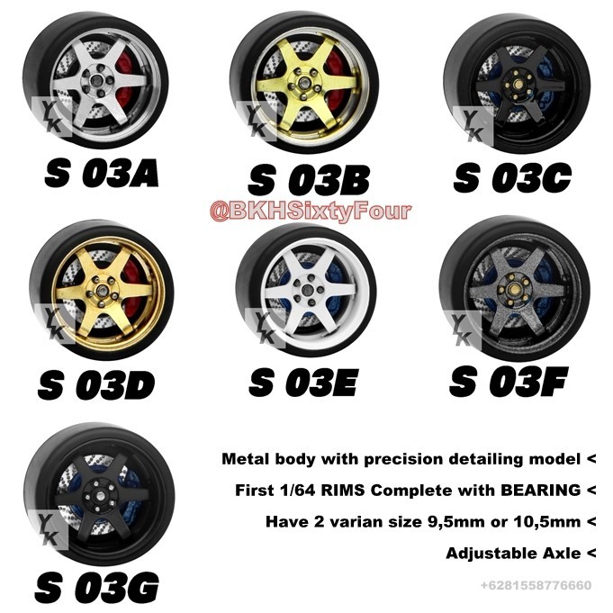 Jual gh64rt CARLOMO Rubber Tire PREMIUM S CLASS RIMS Long Axle 9,5mm ...