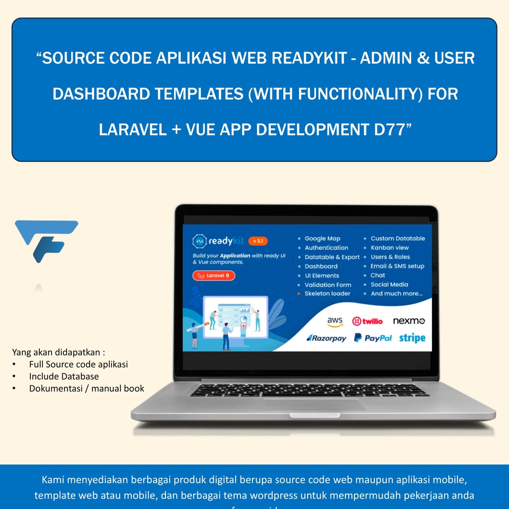 Jual SOURCE CODE APLIKASI WEB READYKIT - ADMIN & USER DASHBOARD ...