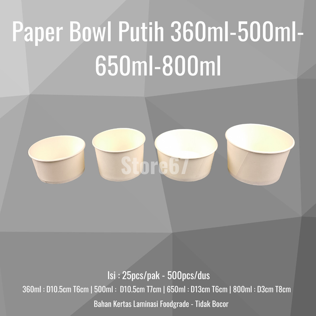 Jual Paper Rice Bowl Putih 800ml - Mangkok Kertas 500pcs | Shopee Indonesia