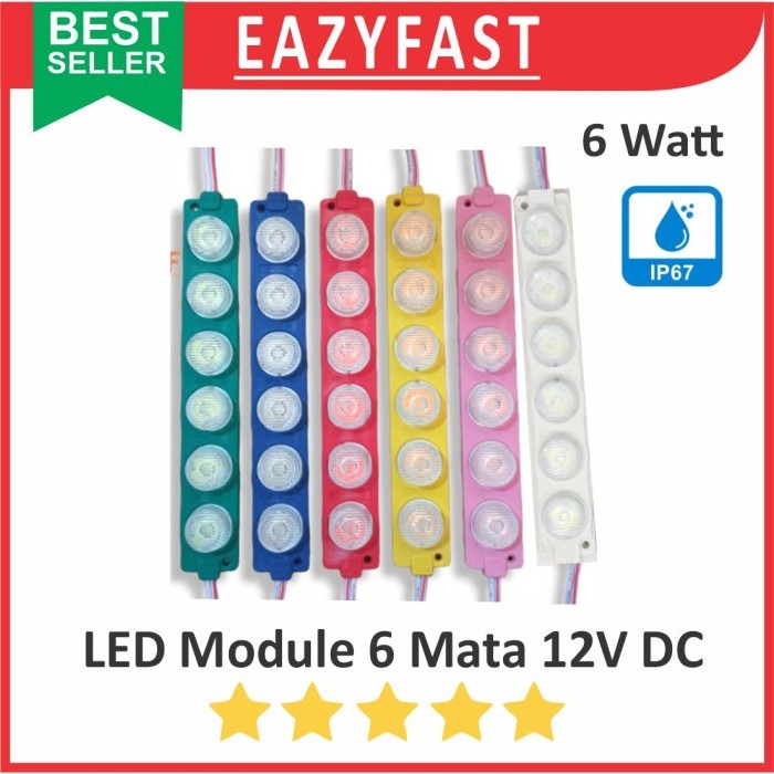 Jual Lampu Modul LED Strip Module 6 Titik Mata Lensa Warna 12V 12 V Volt DC Motor Mobil | Shopee ...