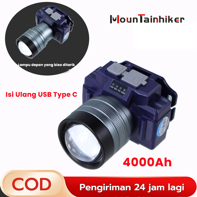 Jual Senter Kepala Zoom LED Fitur Power Laser 200W Senter Super Terang ...