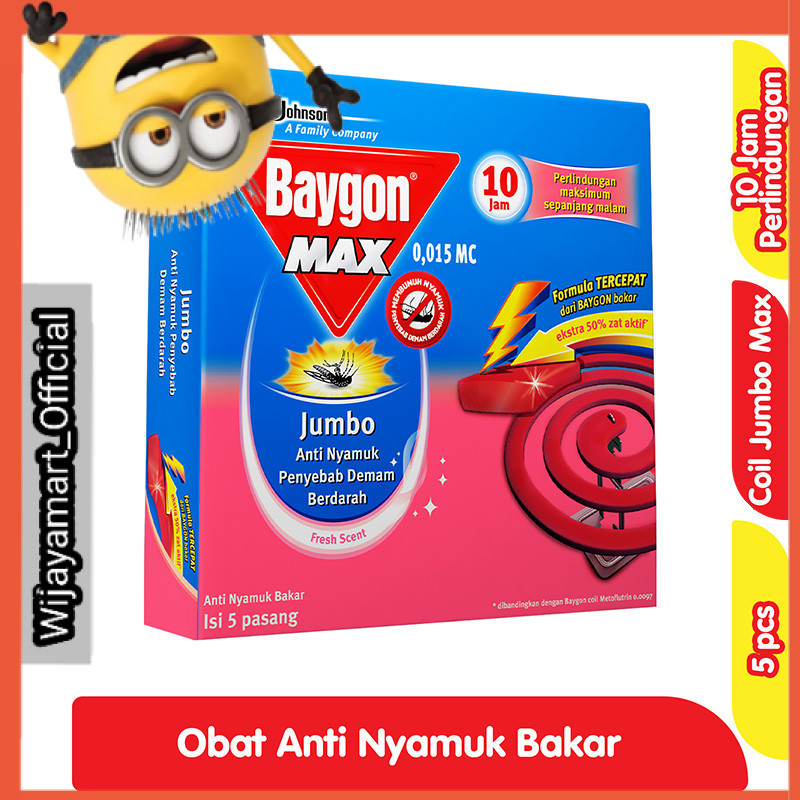 Jual Baygon Coil Jumbo Max Obat Nyamuk Bakar Demam Berdarah Fresh Scent 5 pcs | Shopee Indonesia
