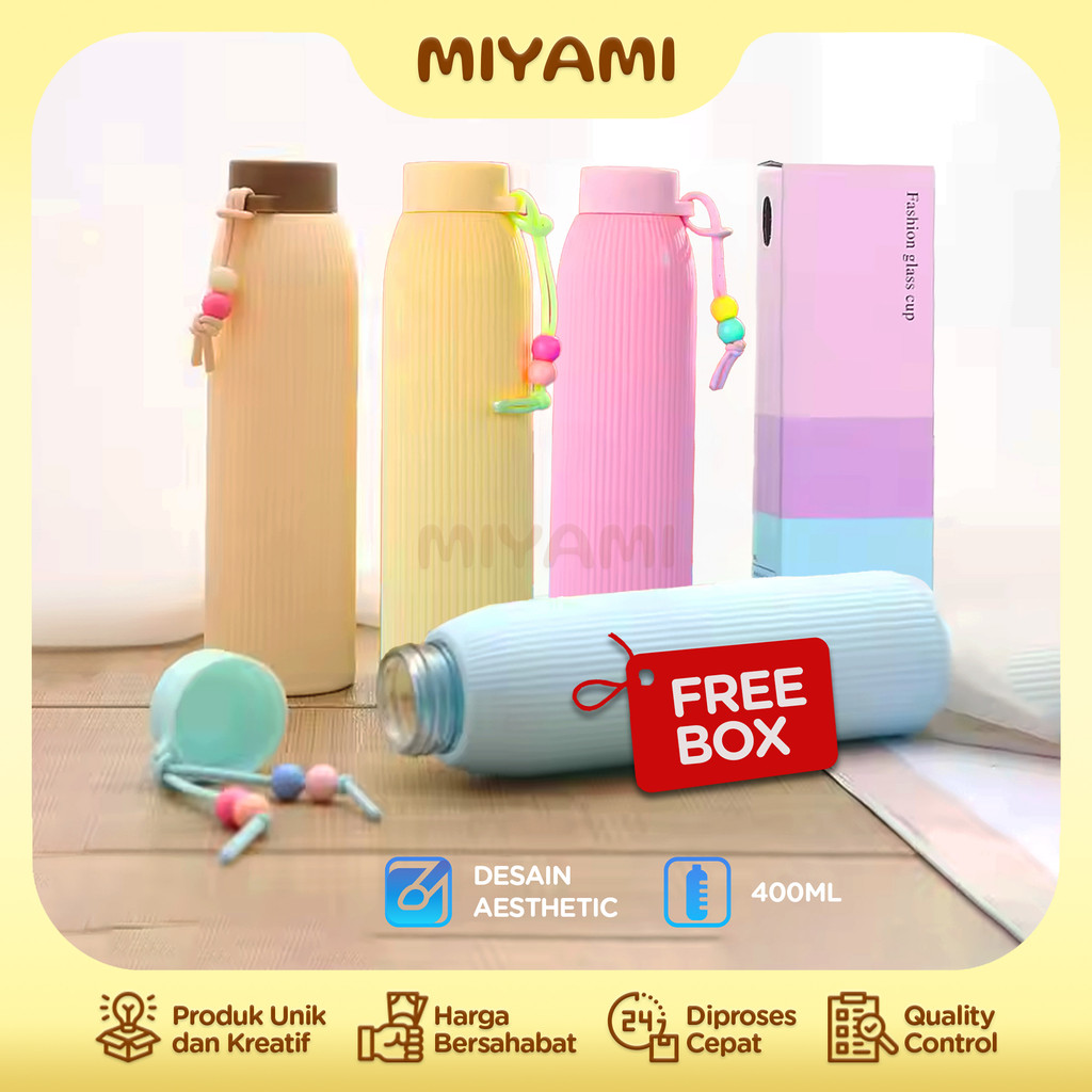 Jual BOTOL MINUM KACA MACARON 400 ML Tumbler Minum Korea Aesthetic BPA ...