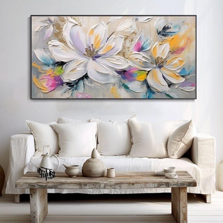 Jual Home Living Home Decor Lukisan bunga bertekstur modern art ...