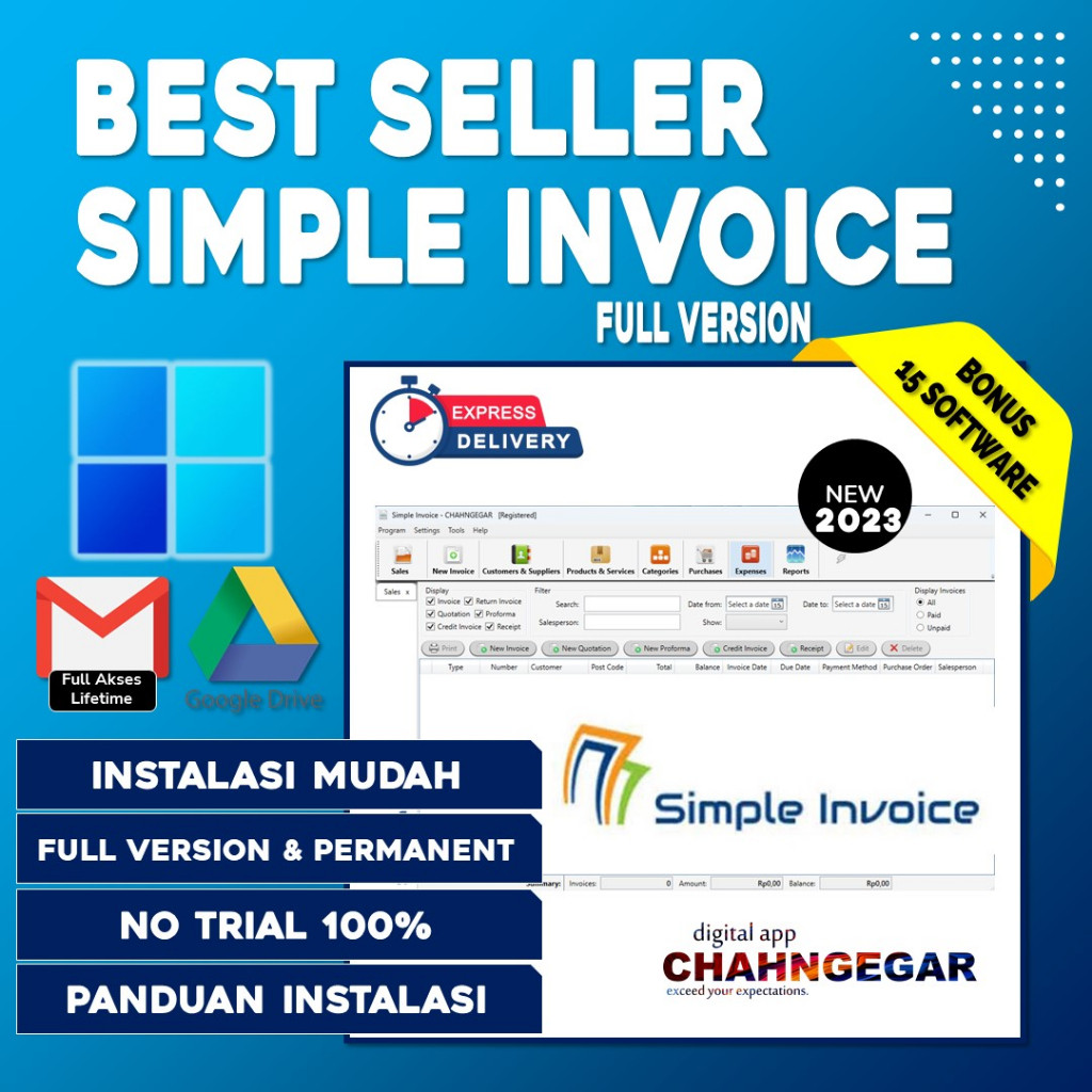 Jual SimpleSoft Simple Invoice 2023 Full Lisensi Lifetime Software untuk membuat invoice Kasir ...