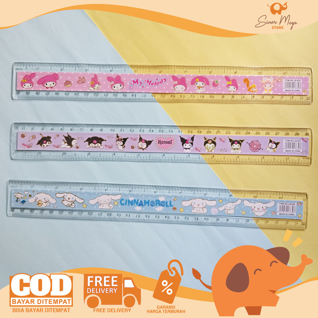 Jual Fancy Penggaris Motif Sanrio 30cm LB-630 Ruler / Garisan Alat Ukur ...