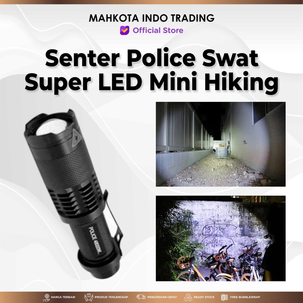 Jual Senter Police SWAT Super LED Mini Hiking, Sepeda, Sangat Terang ...