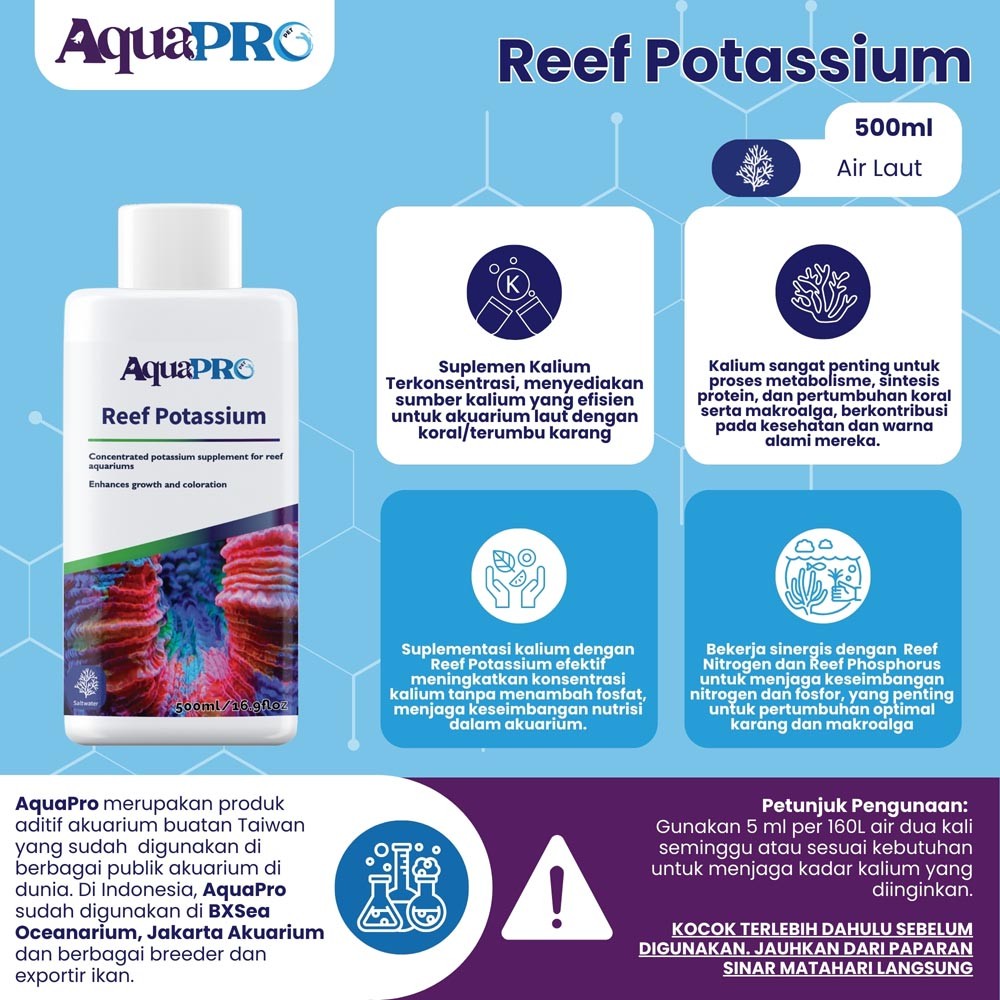 Jual AquaPro Reef Potassium 500ml/16.9floz | Shopee Indonesia