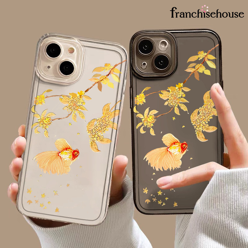 Jual Casing IPhone Golden leaf goldfish Transparan Soft Case Fashion ...