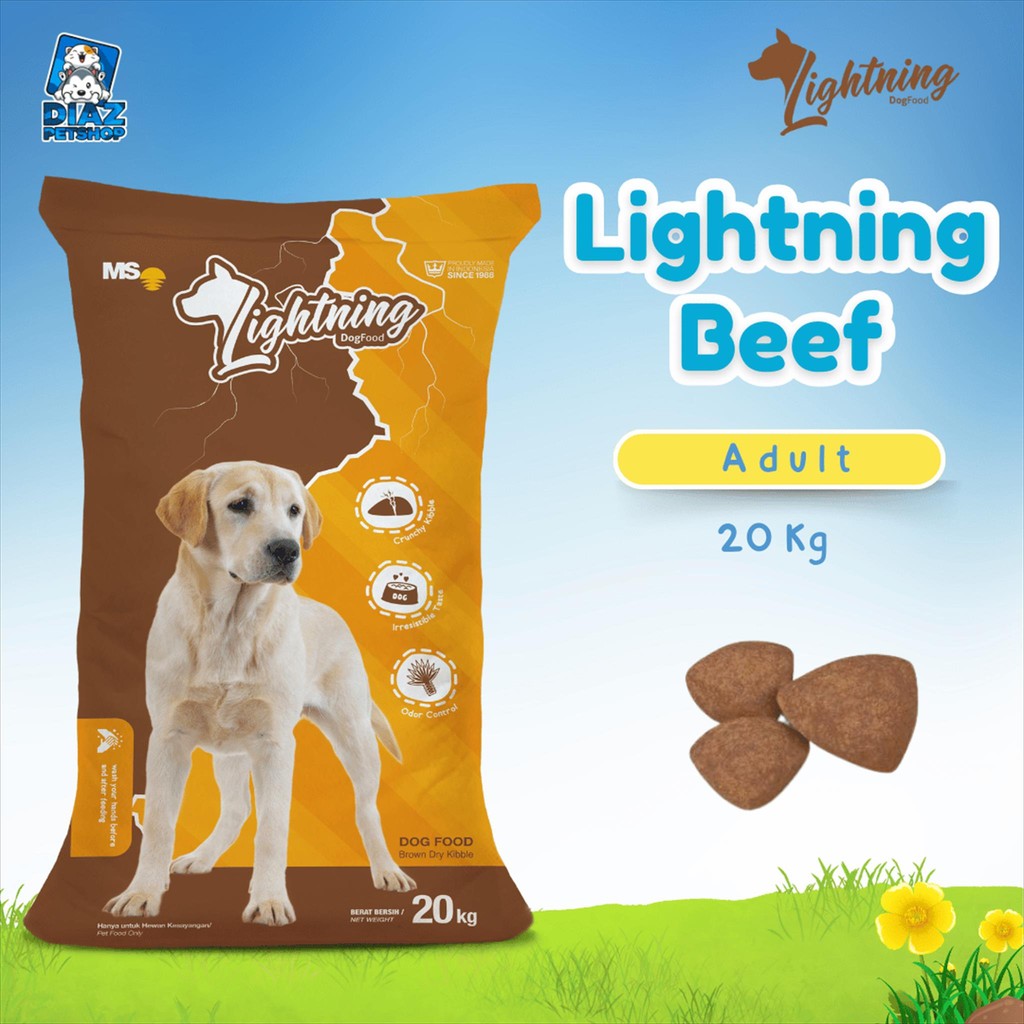 Jual LIGHTNING DOG FOOD BEEF 20KG / KHUSUS INSTAN | Shopee Indonesia