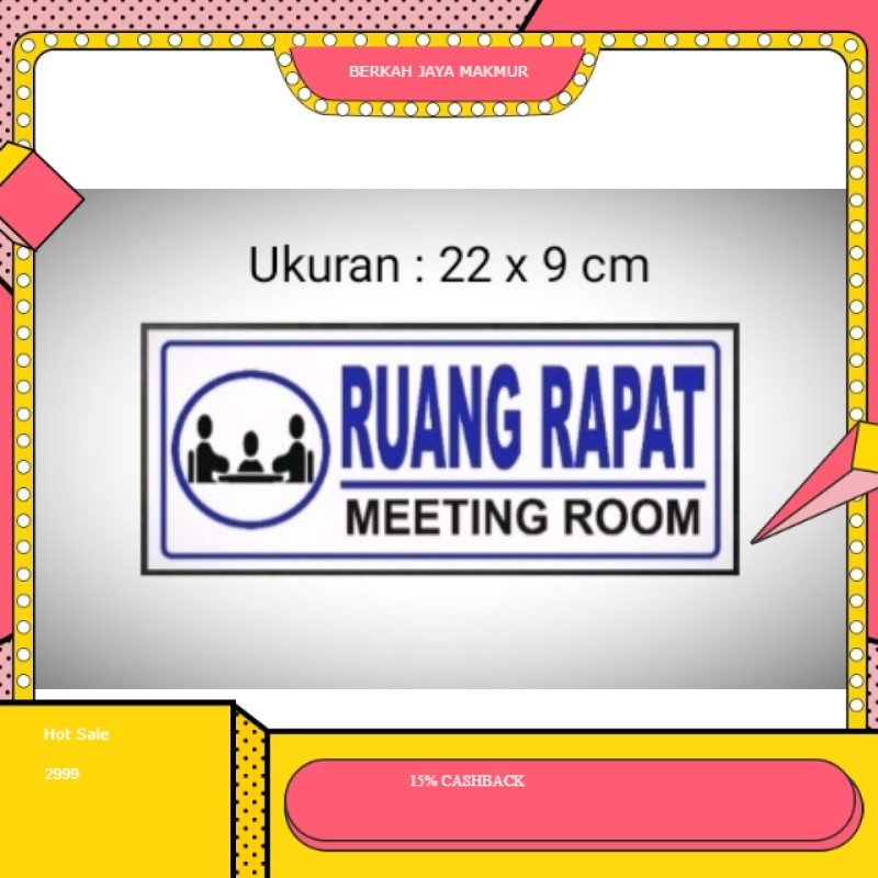 Jual Sign sticker "Ruang Rapat" stiker tulisan ruang rapat sticker ...