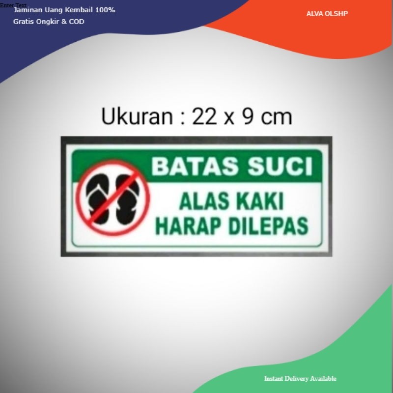 Jual stiker Sign " BATAS SUCI" Alas Kaki Harap Dilepas sticker tulisan ...