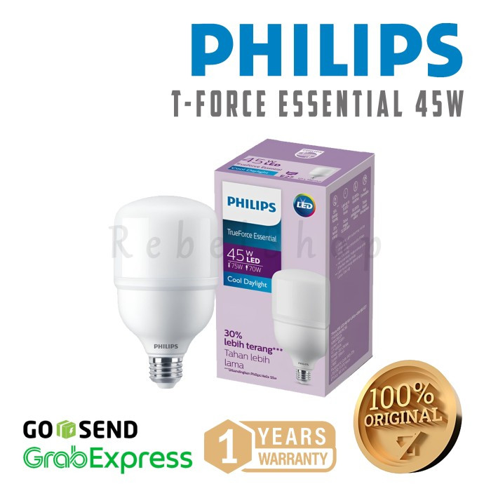 Jual Bola Lampu Philips Capsule LED TrueForce Essential 45w 45watt 45 Watt TForce Bulb E27 Putih ...