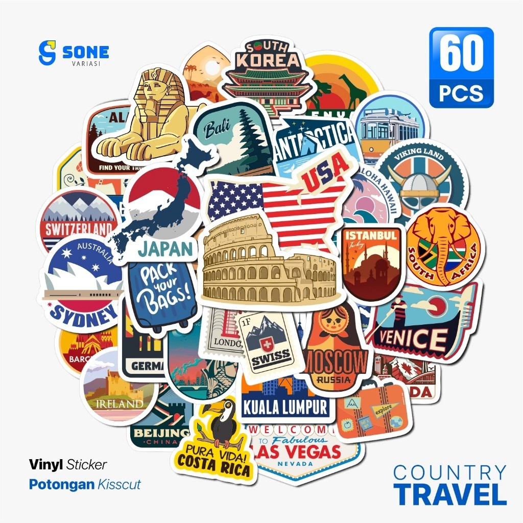 Jual Stiker Koper Pack Travel Vintage Paper Vinyl Waterproof untuk ...