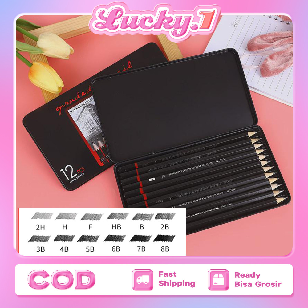 Jual Pensil Gambar Lengkap 12Pcs Set Lengkap 2H H F B HB 2B 3B 4B 5B 6B 7B 8B Charcoal Set ...