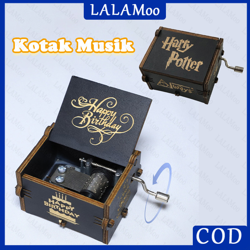 Jual Kotak Musik Wooden Music Box Kayu Vintage Diputar Manual Kado ...
