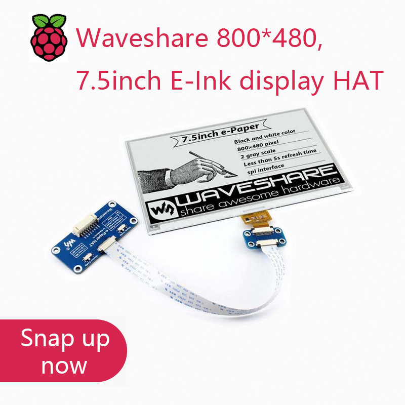 Jual Waveshare 800*480,7.5inch E-Ink display HAT for Raspberry Pi 2B/3B ...