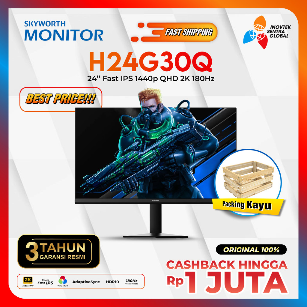 Jual (+Packing Kayu) Skyworth H24G30Q Monitor Gaming LED 24 Inch 24" 2K ...