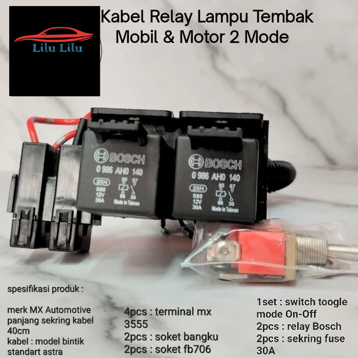 Jual KABEL RELAY SET LAMPU TEMBAK MOTOR MOBIL DENGAN RELAY BOSCH - 2 ...