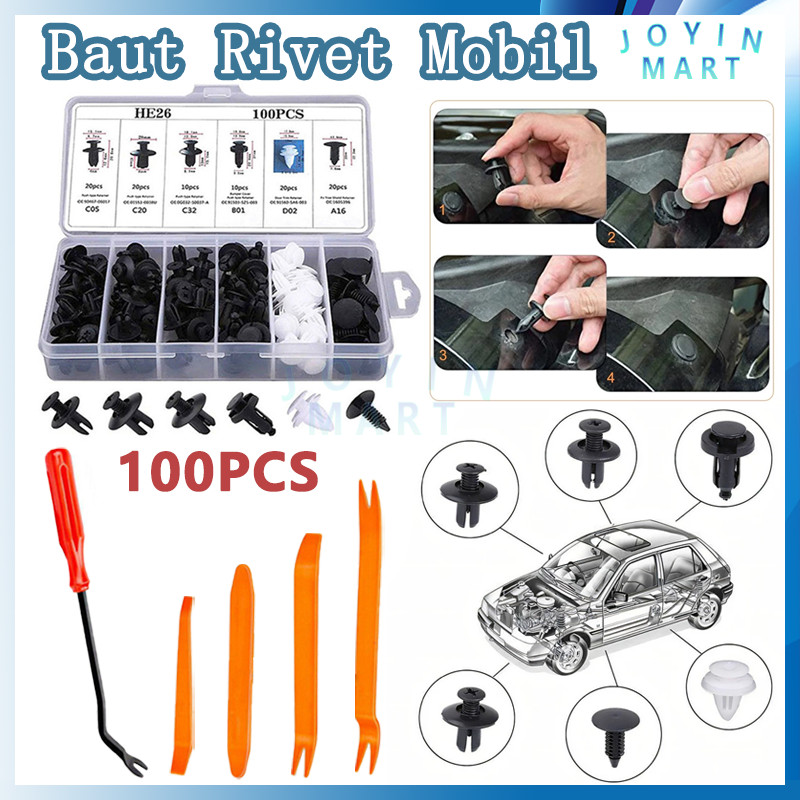 Jual Baut Body Mobil/100 PCS Set Baut Klip Rivet Universal/Pengencang ...