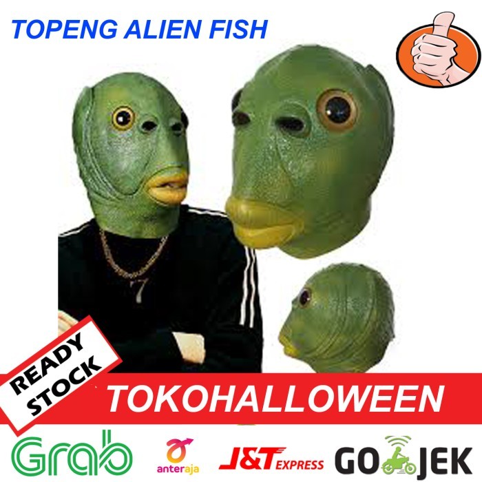 Jual topeng alien hijau topeng ikan lucu kocak | Shopee Indonesia