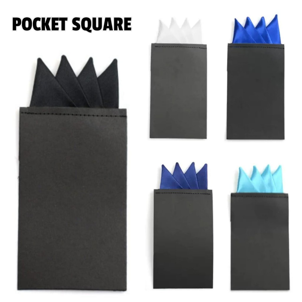 Jual PK01 Pocket Square Hitam buat Jas, Pre-Folded Pocket Square Men ...