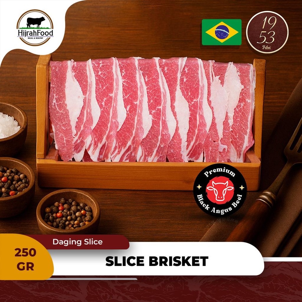 Jual Hijrahfood 1953 Black Angus Beef Slice Brisket Grain-Fed Premium ...