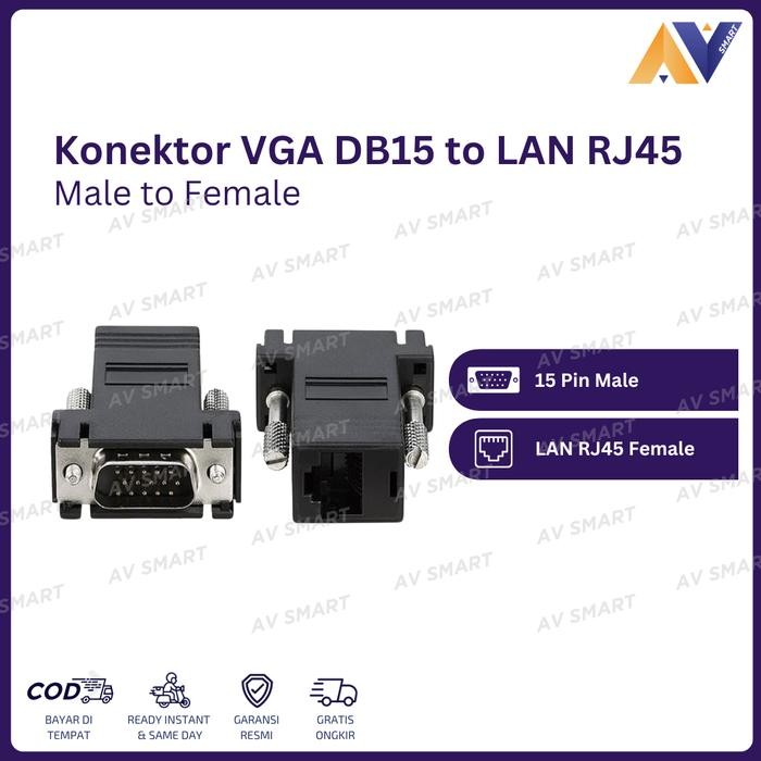 Jual Konektor VGA DB15 Male to RJ45 LAN Female Adapter Konverter ...
