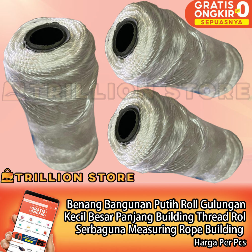 Jual Benang Bangunan Putih Gulungan Kecil Besar Panjang White Tali Roll ...