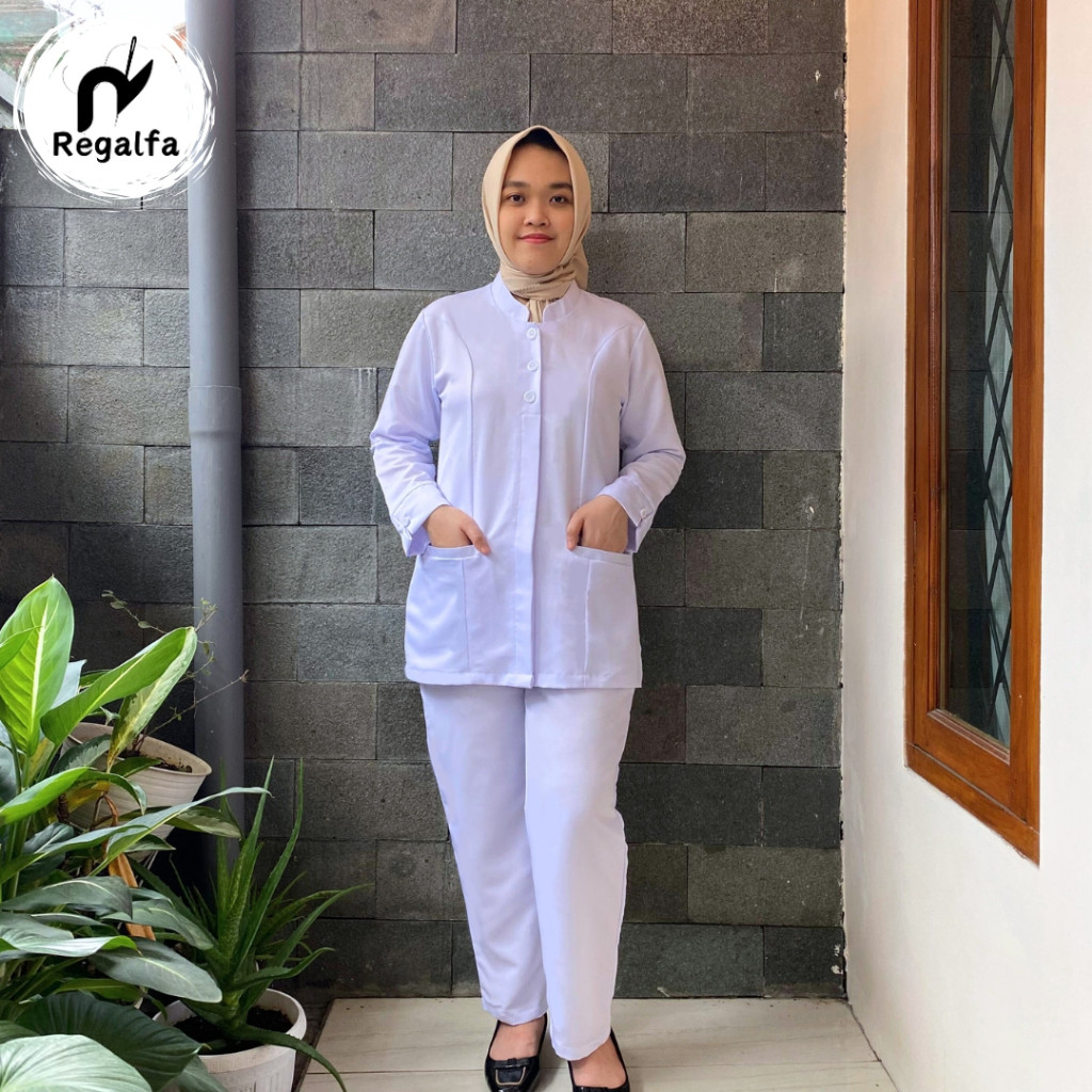 Jual Setelan Baju Seragam Perawat Wanita Dinas Kesehatan Putih ...