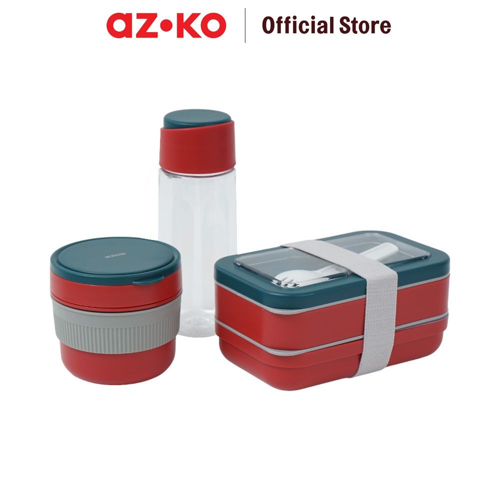 Jual AZKO Kris Baggie Set Kotak Makan - Merah Kids Bento Lunch Kit Set Kotak Makan Dan Botol ...