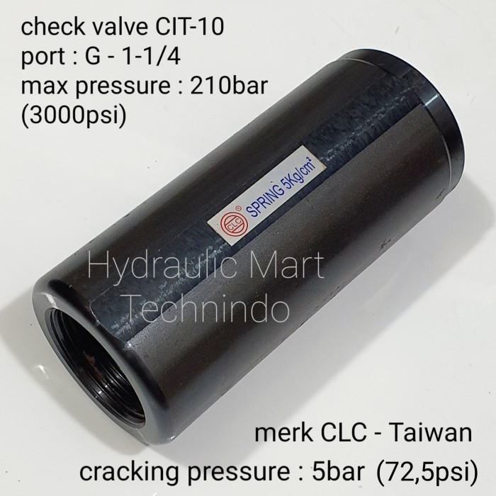 Jual check valve CIT-10 port 1-1/4 - 200LPM - 210bar merk CLC - Taiwan ...
