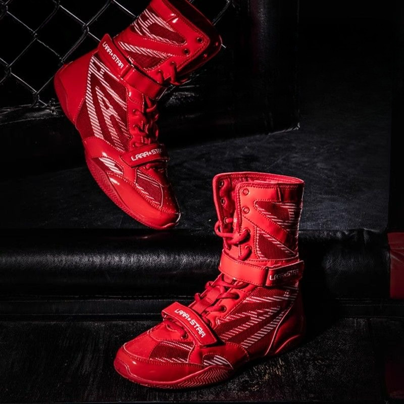Jual Professional Wrestling Sneakers Men Black Red Boxing Shoes Man ...