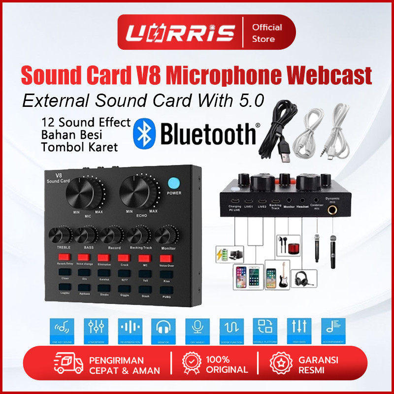 Jual UORRIS Sound Card V8 Microphone Webcast Live External Sound Card ...