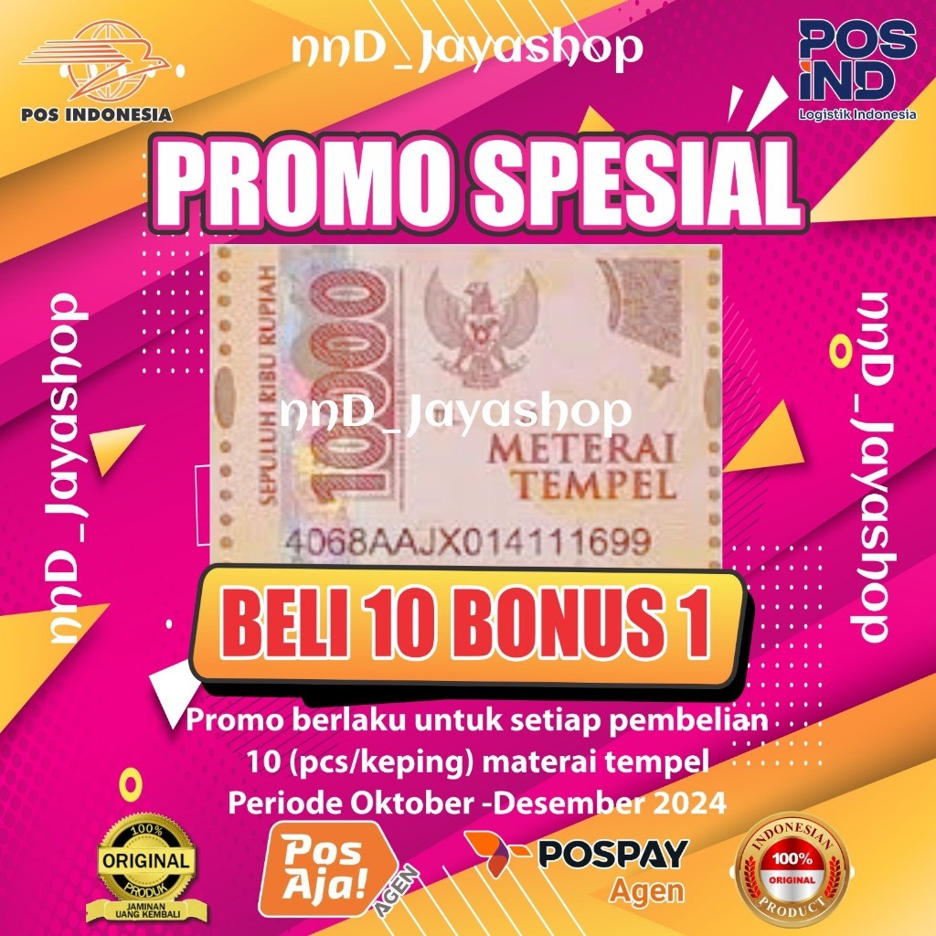 Jual materai10000 tempel 10pcs ( terbukti lolos ultraviolet) | Shopee Indonesia