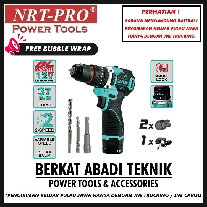 Jual NRT-PRO DC730 HD Mesin Bor Cordless Drill 10MM Baterai Batre ...