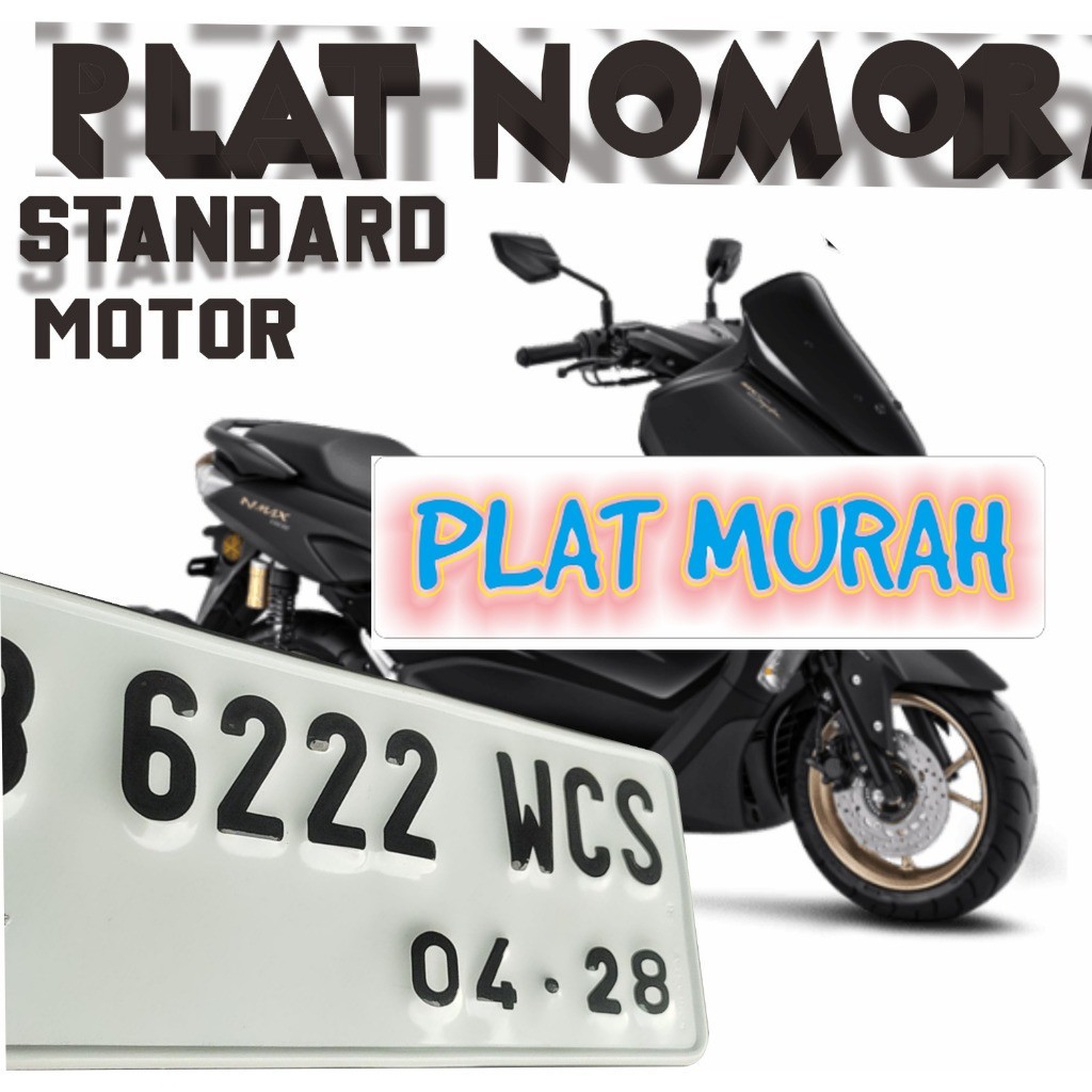 Jual Plat motor putih font standar/cetak angka plat motor custom ...